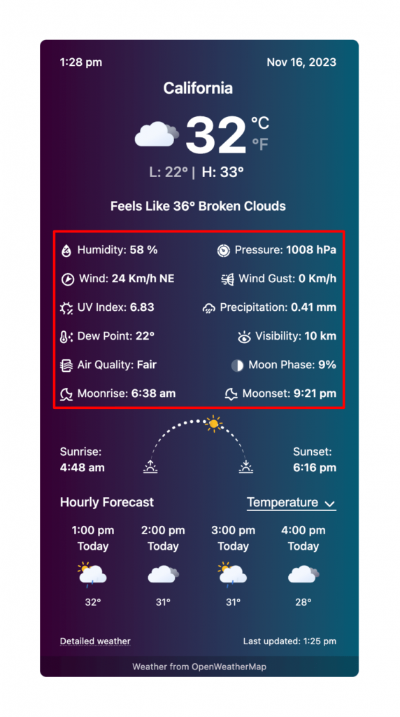 Weather Vertical Card – Location Weather Demos