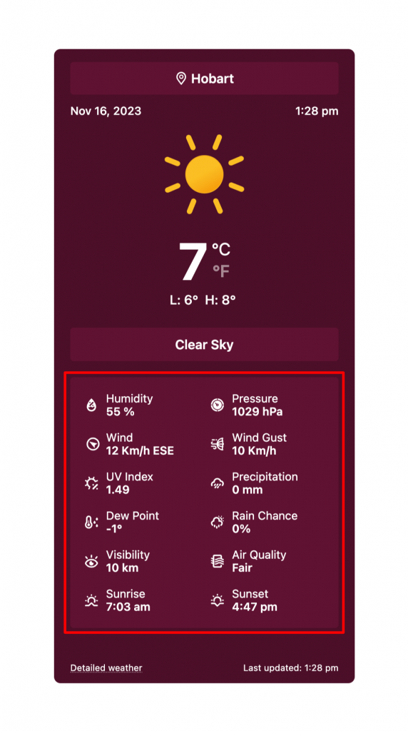 Weather Vertical Card – Location Weather Demos