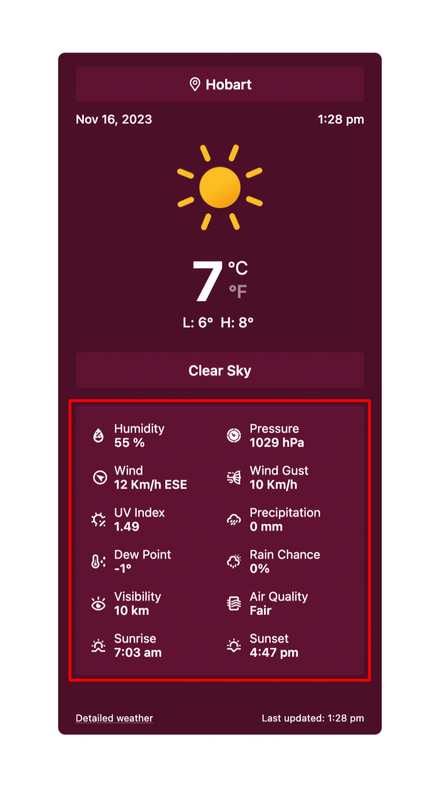 Weather Vertical Card – Location Weather Demos