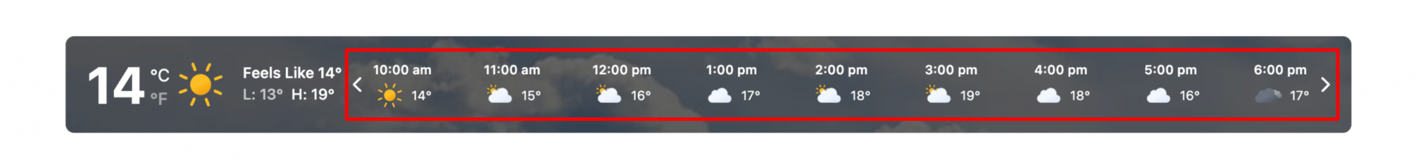 Weather Horizontal View – Location Weather Demos