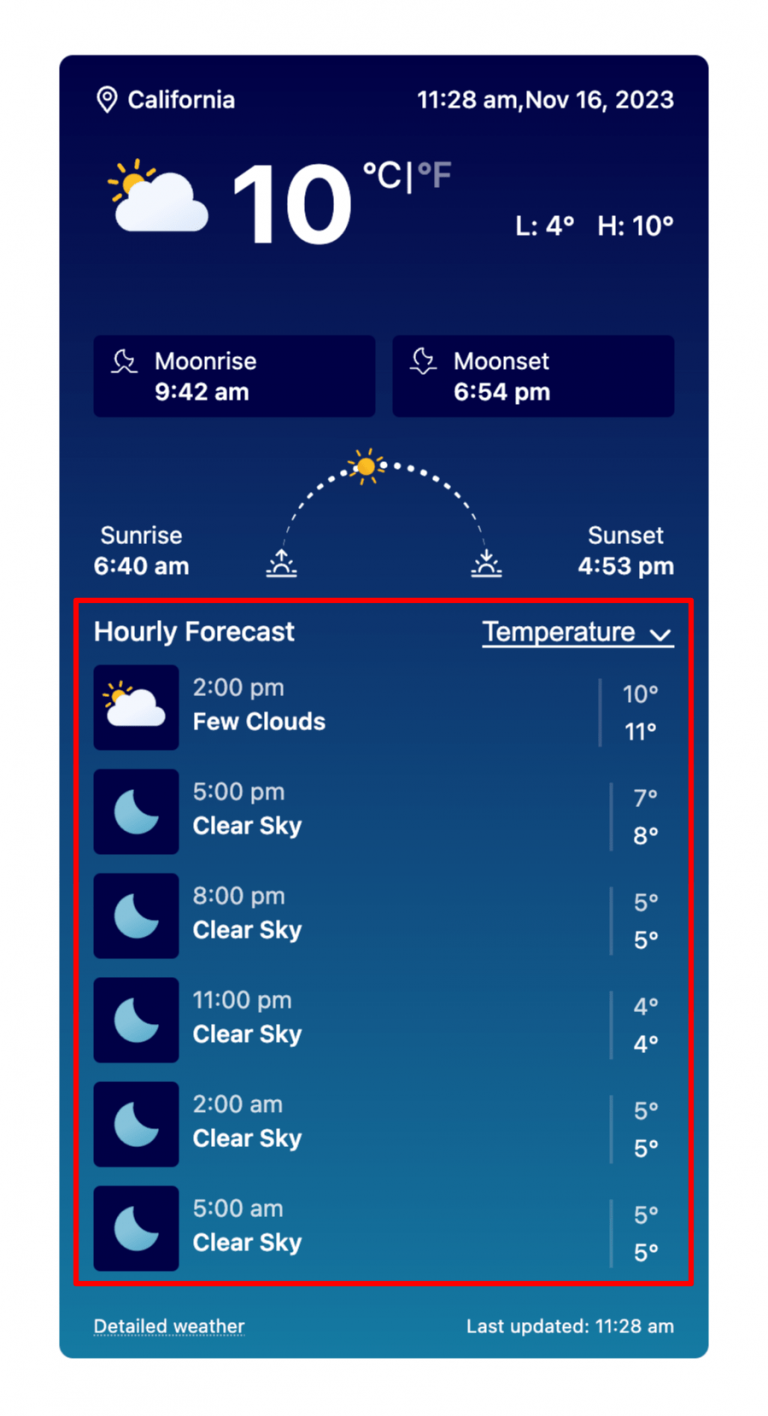 Weather Vertical Card – Location Weather Demos
