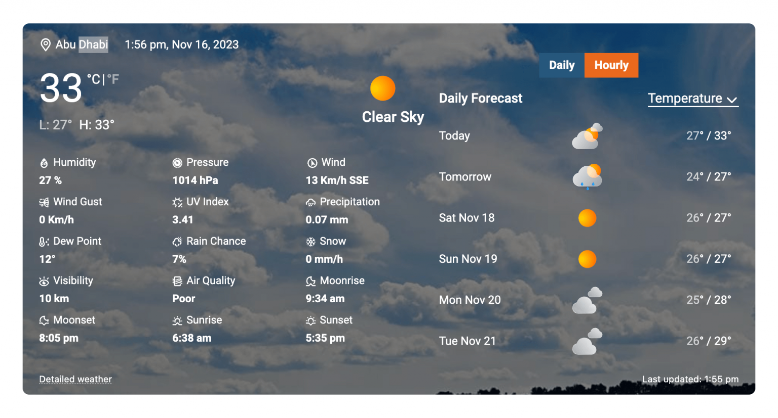 Weather Horizontal View – Location Weather Demos