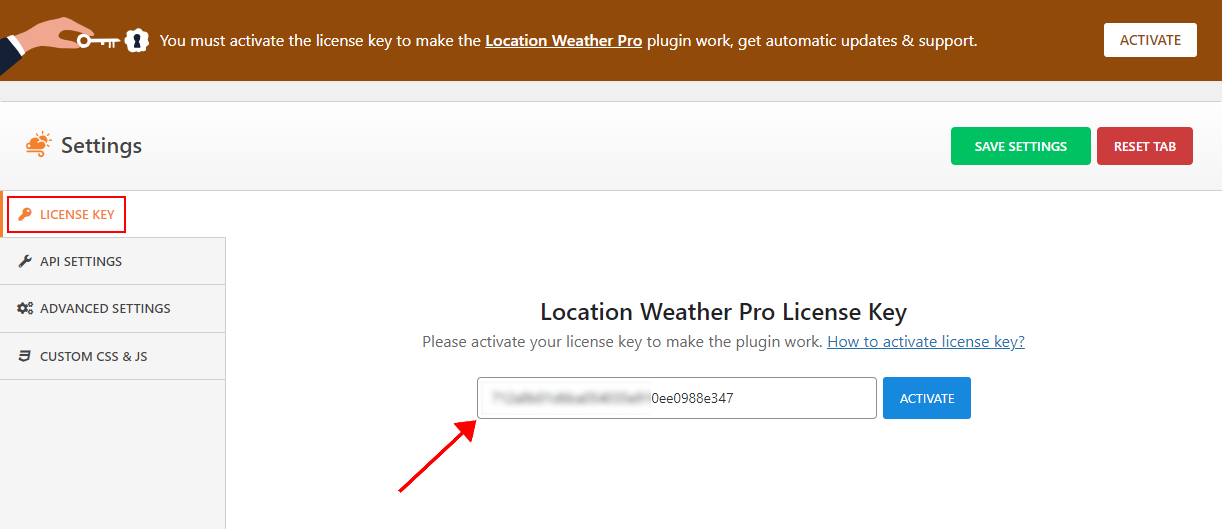 License Key Activation – Location Weather Docs