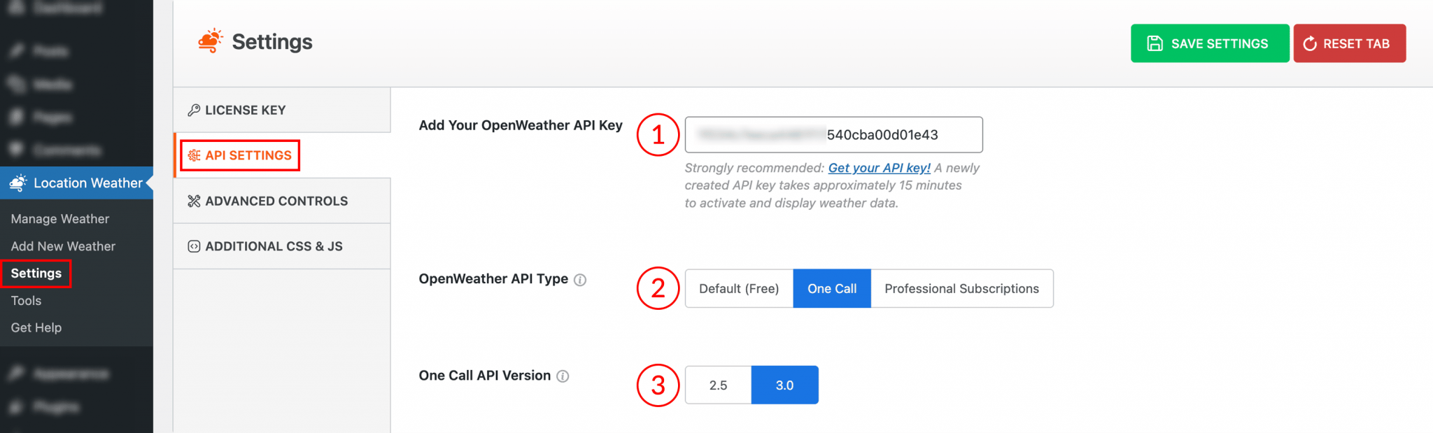 API Settings – Location Weather Docs