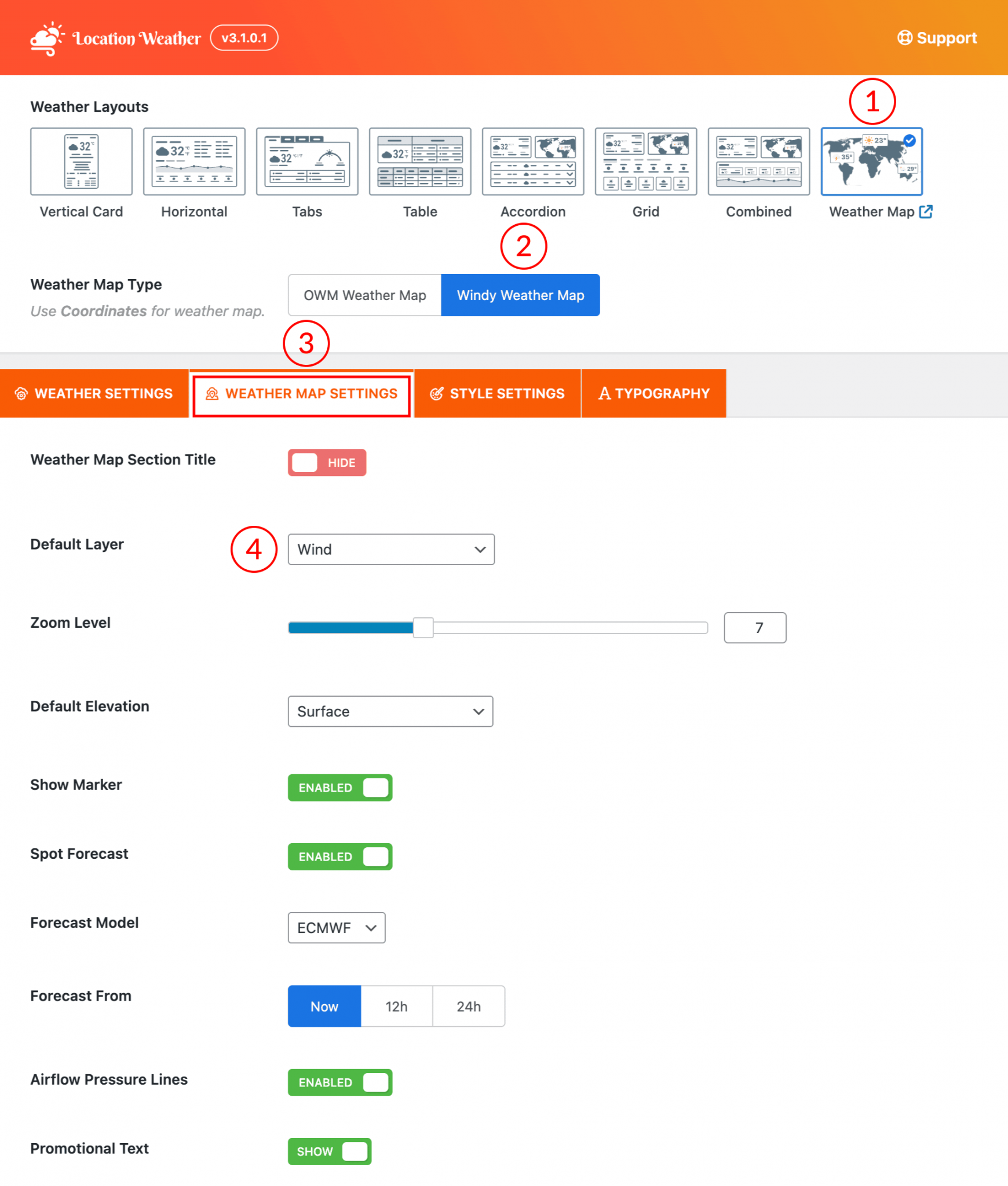 How to show Windy Map and select different layers for the map ...